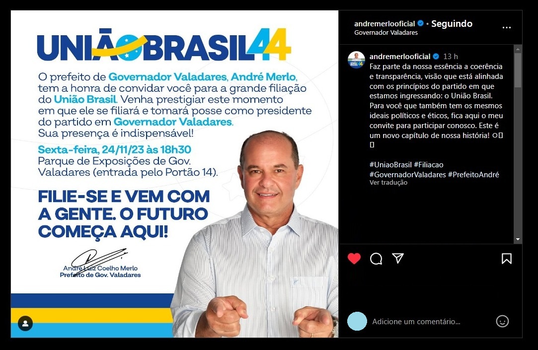 André Merlo se filia ao União Brasil e assume presidência do partido ...